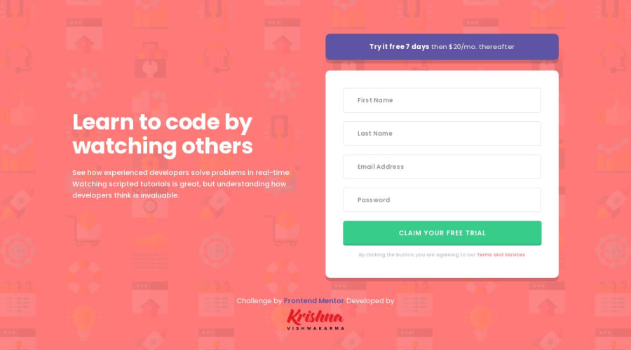 Frontend Mentor Responsive Intro Component With Sign Up Form Using Semantic Html And Js Coding