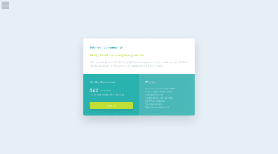 Frontend Mentor Single Price Grid Component Coding Challenge Solution