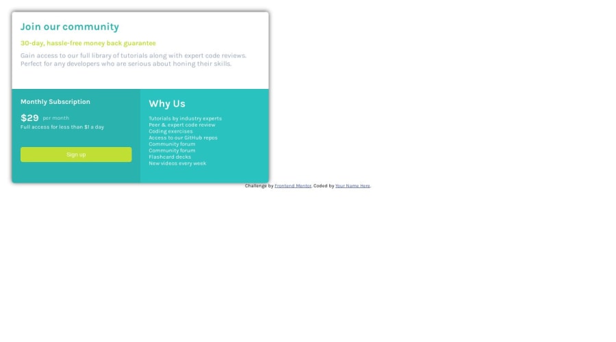 Frontend Mentor Single Price Grid Using Css Coding Challenge Solution