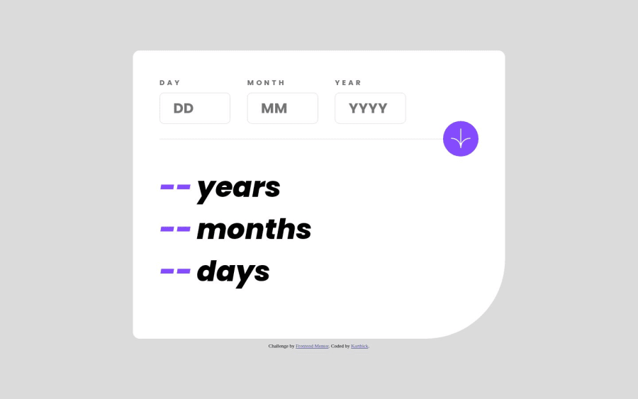 Frontend Mentor Age Calculator Using Html Css Js Coding Challenge Solution