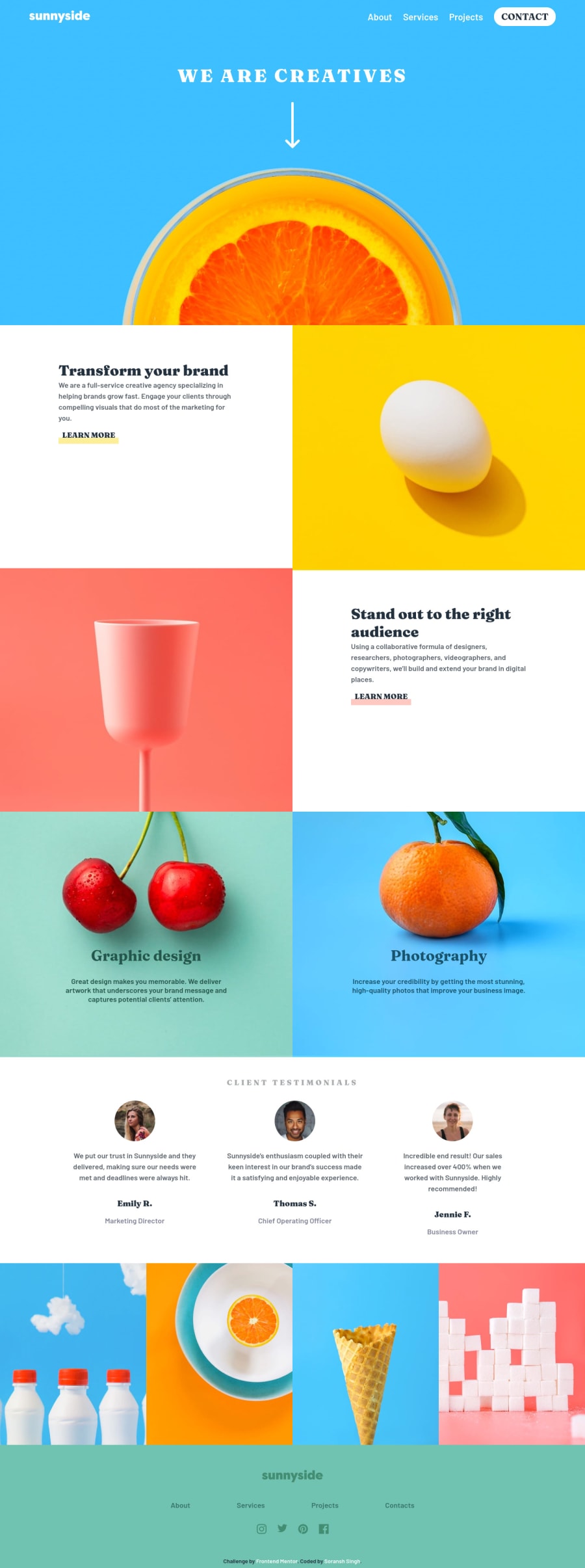 Frontend Mentor Sunnyside Agency Landing Page Made Using Css And Vanilla Js Coding