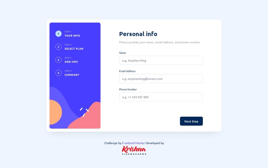Frontend Mentor Responsive Multi Step Form With Semantic Html And Js Oops Concept Coding