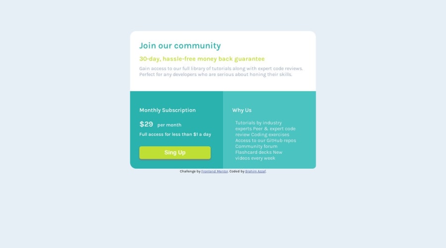 Frontend Mentor Single Price Grid Coding Challenge Solution