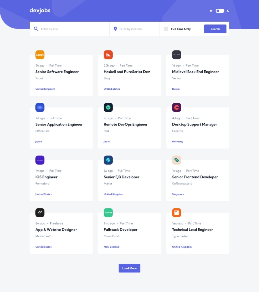 Frontend Mentor Devjobs App Using React And Tailwind Coding Challenge