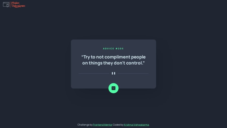 Frontend Mentor Responsive Advice Generator App Using Fetch Api And Oop Concepts Of Js Coding
