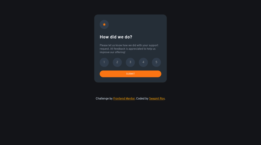 Frontend Mentor Rating Component Using Html Css And Vanilla Js Coding Challenge Solution