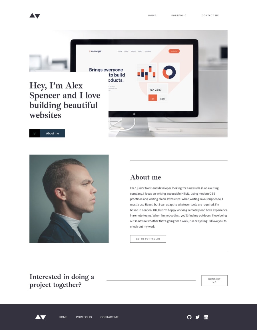 Frontend Mentor Minimalist Portfolio React App Using Context Api