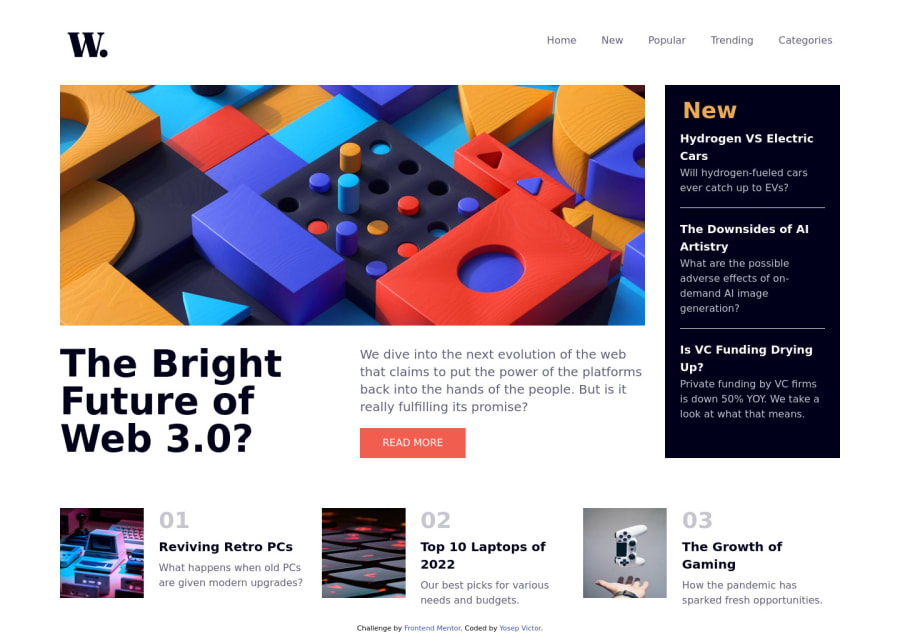 Frontend Mentor News Homepage Using Tailwind Coding Challenge Solution