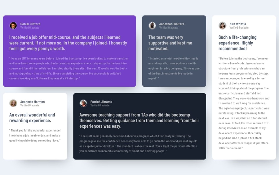 Frontend Mentor Testimonials Grid Coding Challenge Solution
