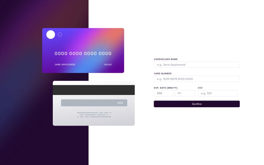 Frontend Mentor Interactive Card Details Form Using React React Hook Form And Tailwind Coding