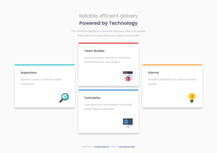 Frontend Mentor Four Card Feature Section Coding Challenge Solution