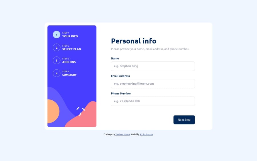 Frontend Mentor Multi Step Form Using Css And Javascript Coding Challenge Solution