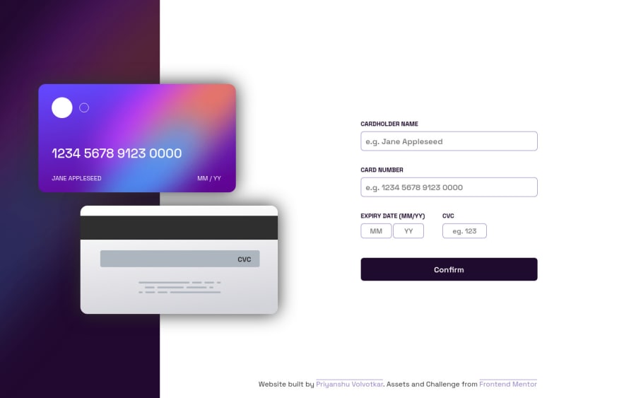 Frontend Mentor Interactive Card Details Form Using Html Css And Js Coding Challenge Solution