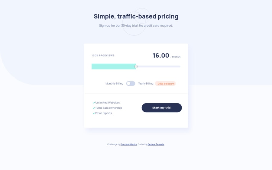 Frontend Mentor Interactive Pricing Component With React Coding