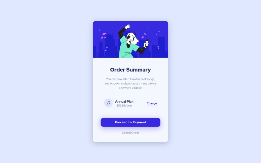 Frontend Mentor Order Summary Card Solution Coding Challenge Solution