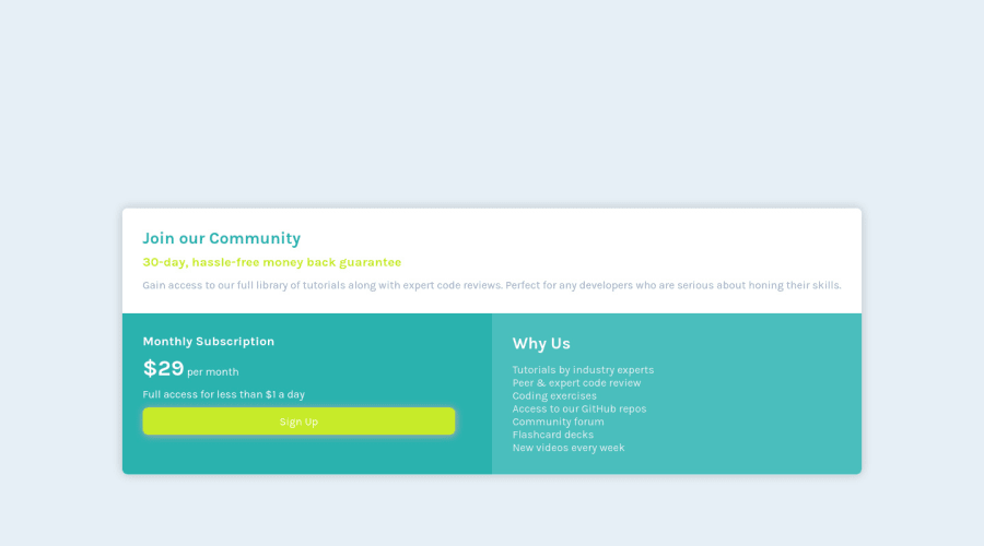 Frontend Mentor Responsive Single Price Grid Component Using Html And Css Coding Challenge Solution