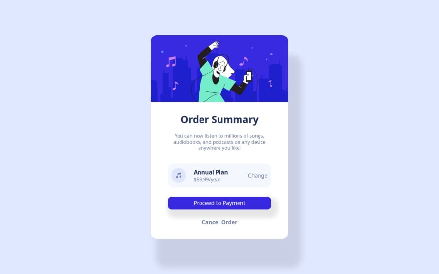 Frontend Mentor Order Summary Component Main Coding Challenge Solution