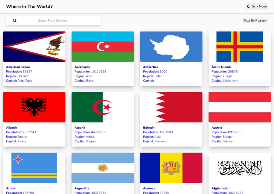 Frontend Mentor | Rest Countries using React coding challenge solution Frontend Mentor | Rest Countries using React coding challenge solution