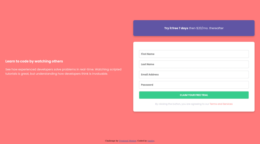 Frontend Mentor Signup Form Simple Page With Javascript Html And