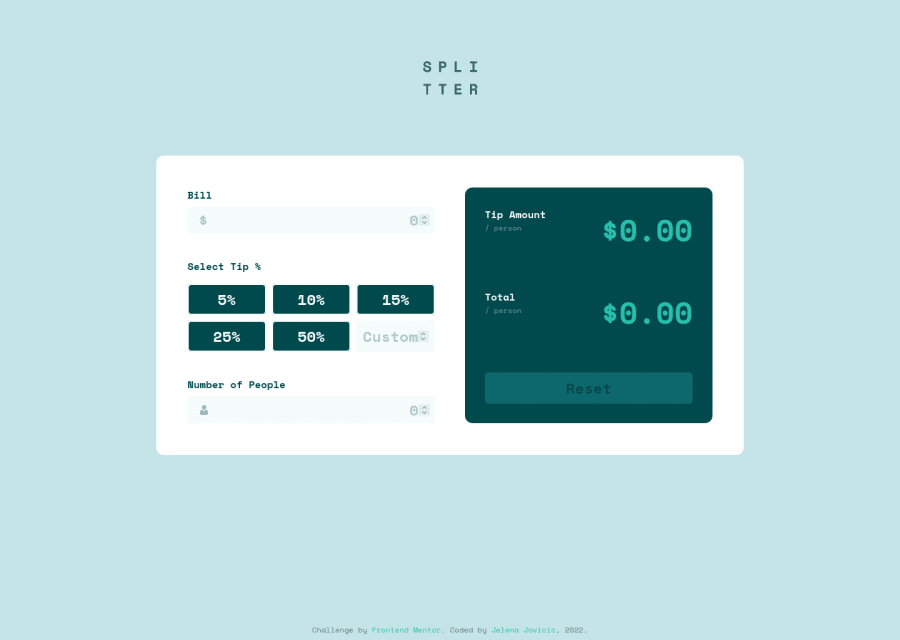 Frontend Mentor Tip Calculator App With Hidden Radio Buttons Coding