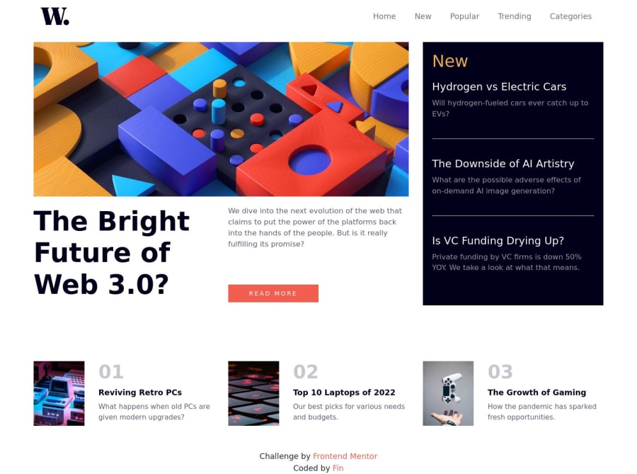 Frontend Mentor Responsive News Homepage Using Reactjs Coding