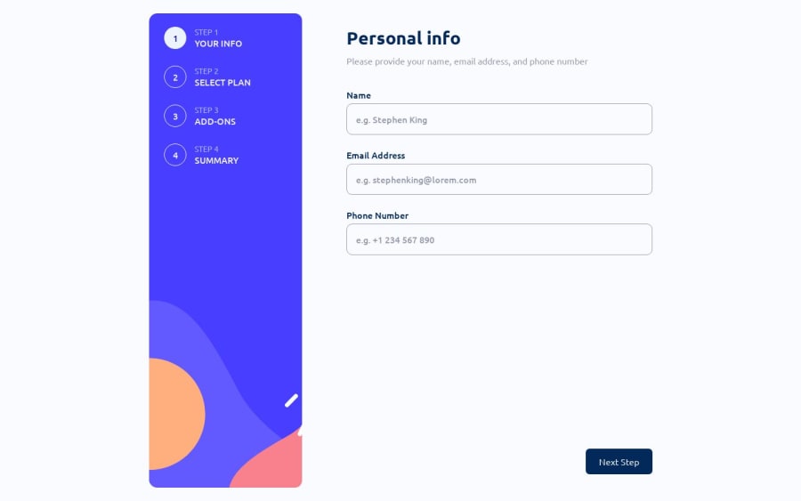 Frontend Mentor Responsive Multi Step Form Using React And Typescript Coding Challenge Solution