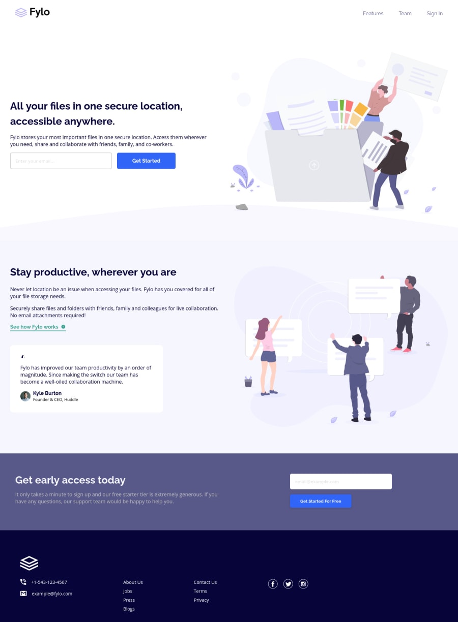 Frontend Mentor Fylo Landing Page With Two Column Layout Using Scss Flexbox Coding Challenge