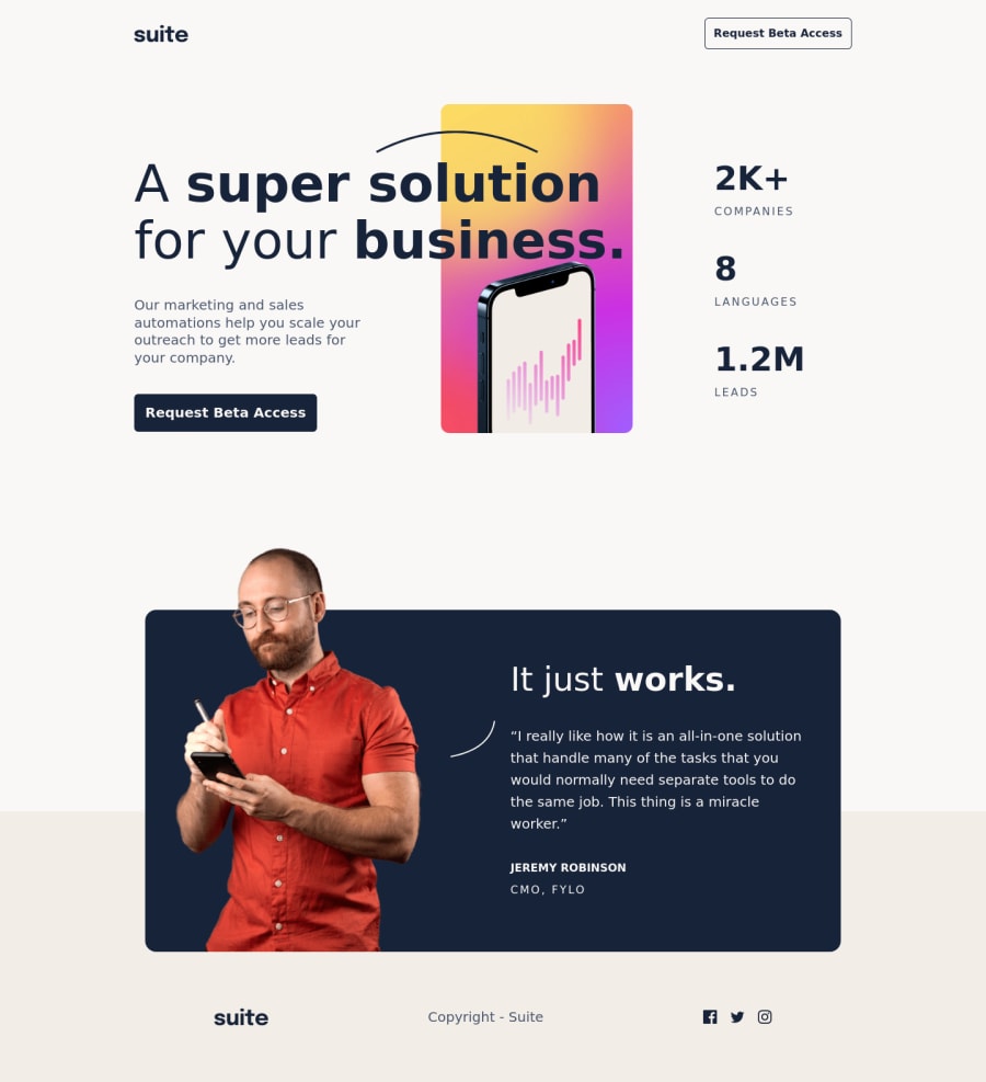 Frontend Mentor Suite Landing Page Using Cube Css Coding Challenge Solution