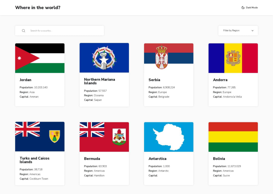 Frontend Mentor Where In The World React Next Tailwind Axios