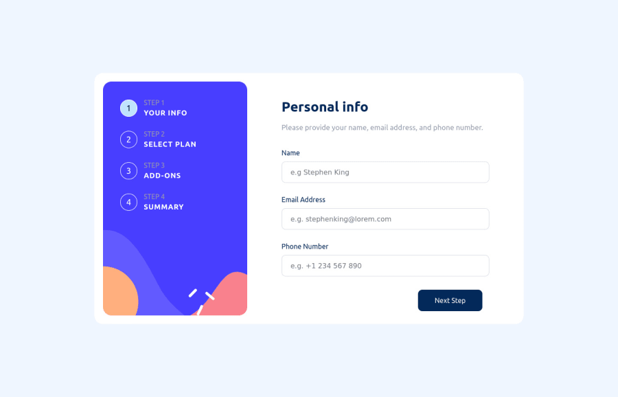Frontend Mentor Responsive Multi Step Form Using Vanilla Javascript And Css Coding Challenge
