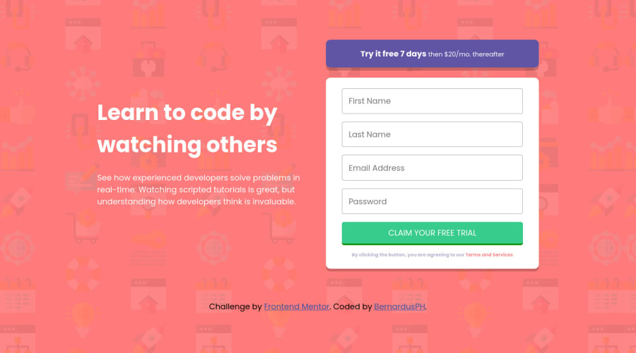 Frontend Mentor Intro Component With Sign Up Formvanilla Html Css And Js Coding Challenge