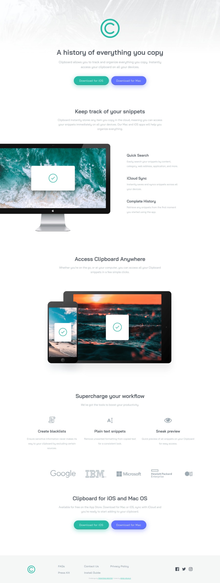 Frontend Mentor Clipboard Landing Page With Scss Bem And Vanilla Js Coding Challenge Solution