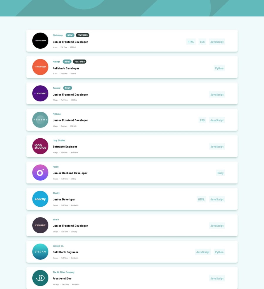 Frontend Mentor Job Listing By Vue Js Cli Great Practice For Emits