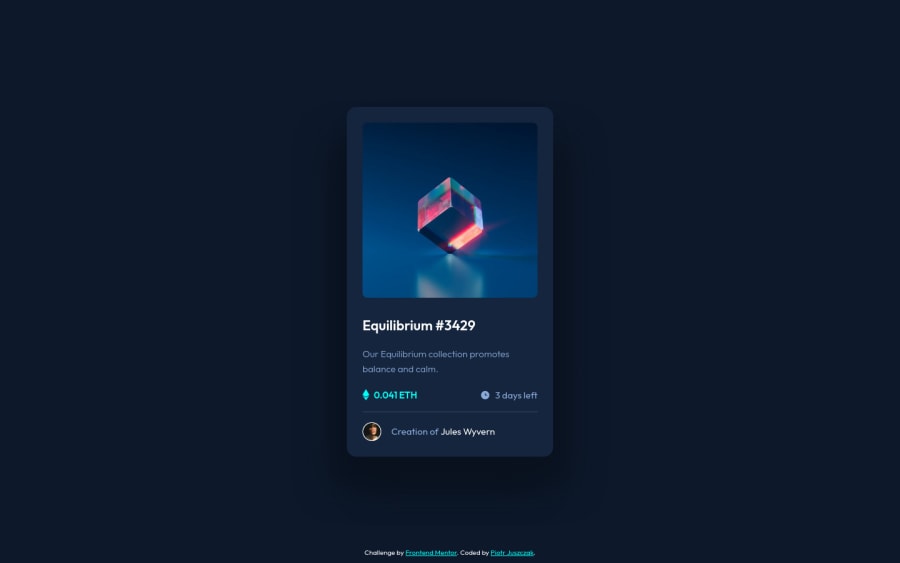 Frontend Mentor Nft Preview Card Html And Css Coding Challenge Solution