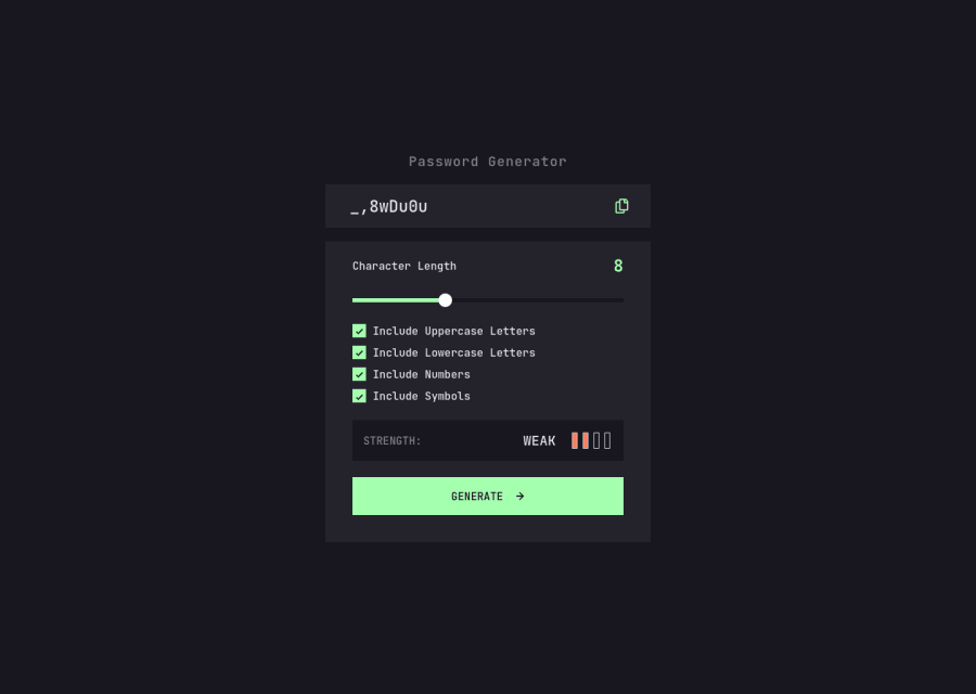 Frontend Mentor Password Gen Responsive And Fully Functional
