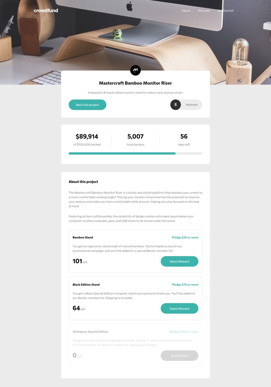 Frontend Mentor Crowdfunding Product Page With Html Css And Js