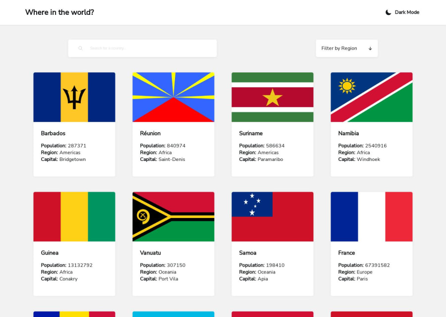 Frontend Mentor | Rest countries API coding challenge solution Frontend Mentor | Rest countries API coding challenge solution