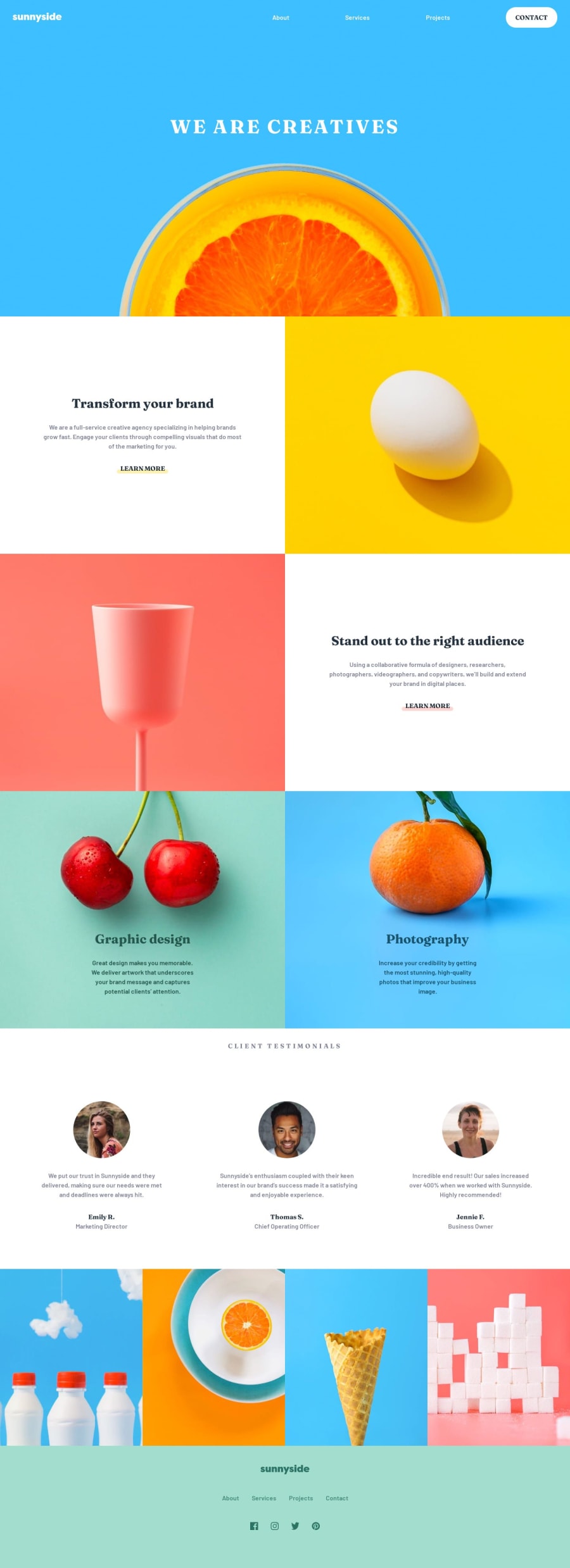 Frontend Mentor Sunnyside Landing Page With Html Css And Js Coding Challenge Solution