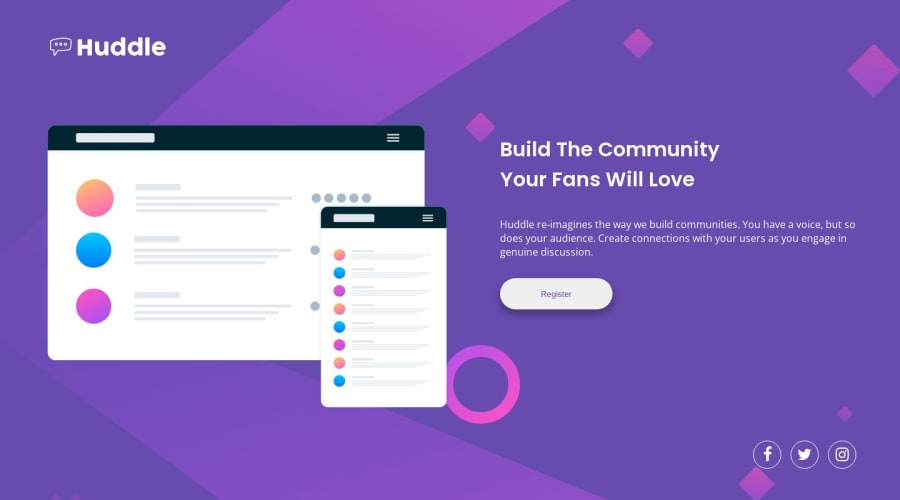 Frontend Mentor Responsive Huddle Landing Page Using Vanilla Css Coding Challenge Solution