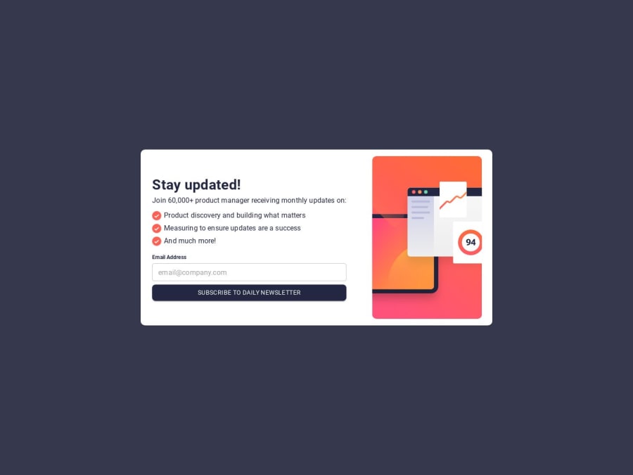 Frontend Mentor Newsletter Page With Success Message Using React And Material Ui Coding
