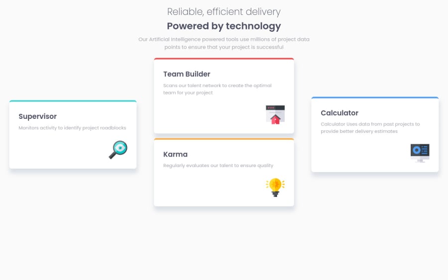 Frontend Mentor Four Card Section Coding Challenge Solution