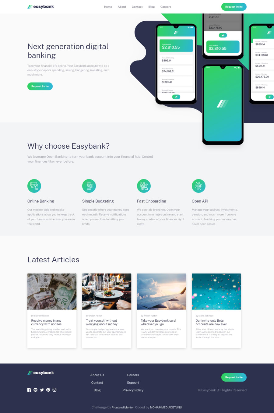 Frontend Mentor Responsive Easybank Landing Page Using Html Css And