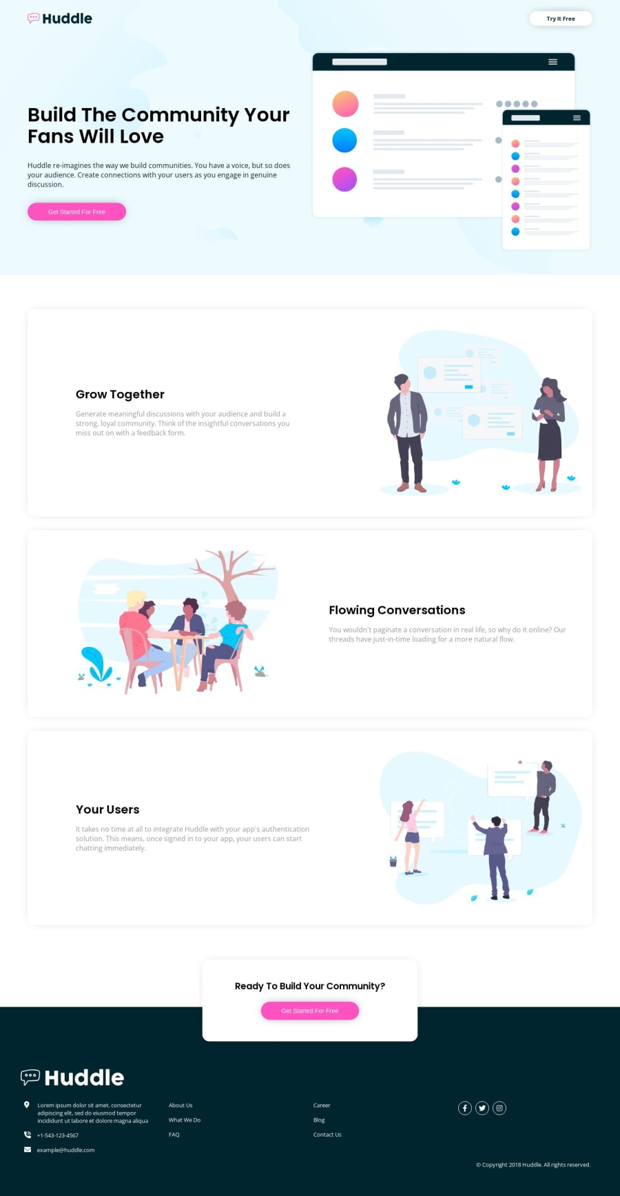 Frontend Mentor Huddle Landing Page With Alternating Feature Blocks Solution Coding Challenge