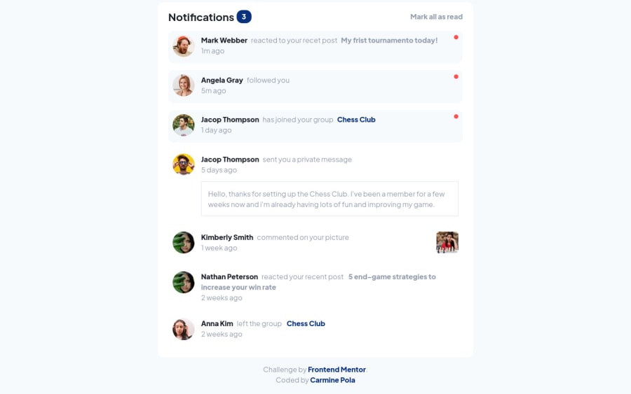 Frontend Mentor Simple Notification Coding Challenge Solution