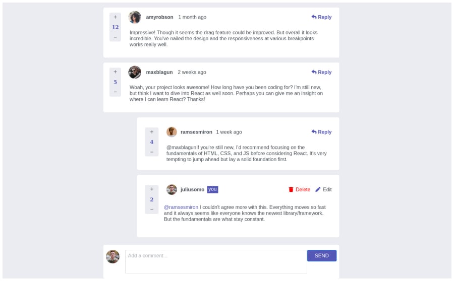 Frontend Mentor Interactive Comments Section Vuejs Coding Challenge Solution