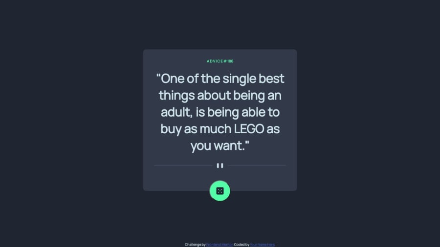 Frontend Mentor Advice Generator With Css Flexbox And Javascript Fetch Coding Challenge Solution