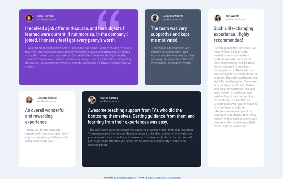 Frontend Mentor Testimonials Grid Section Main Coding Challenge Solution