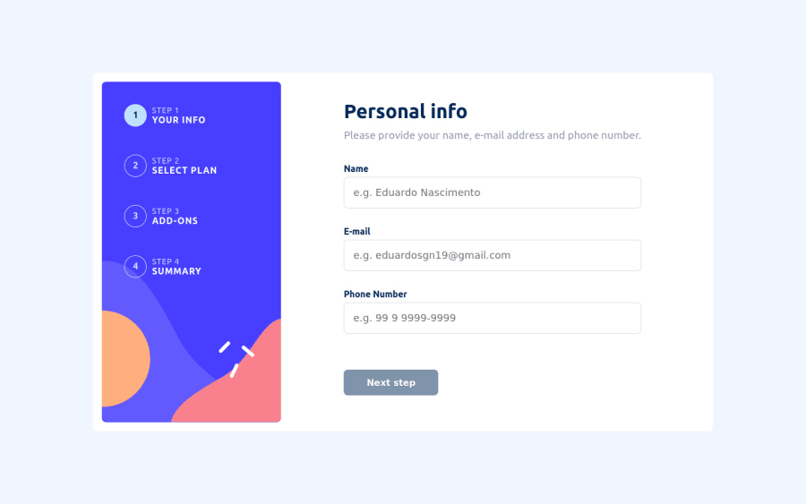 Frontend Mentor Multi Step Form Using React With Context Api Coding Challenge Solution