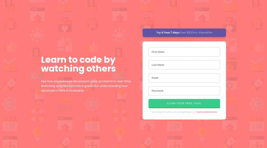 Frontend Mentor Responsive Sign Up Form Using Html Css And Js Coding Challenge Solution