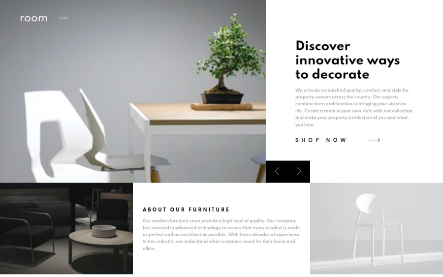 Frontend Mentor Room Homepage Landing Page With Sliders Made With Css Grid And Js Coding
